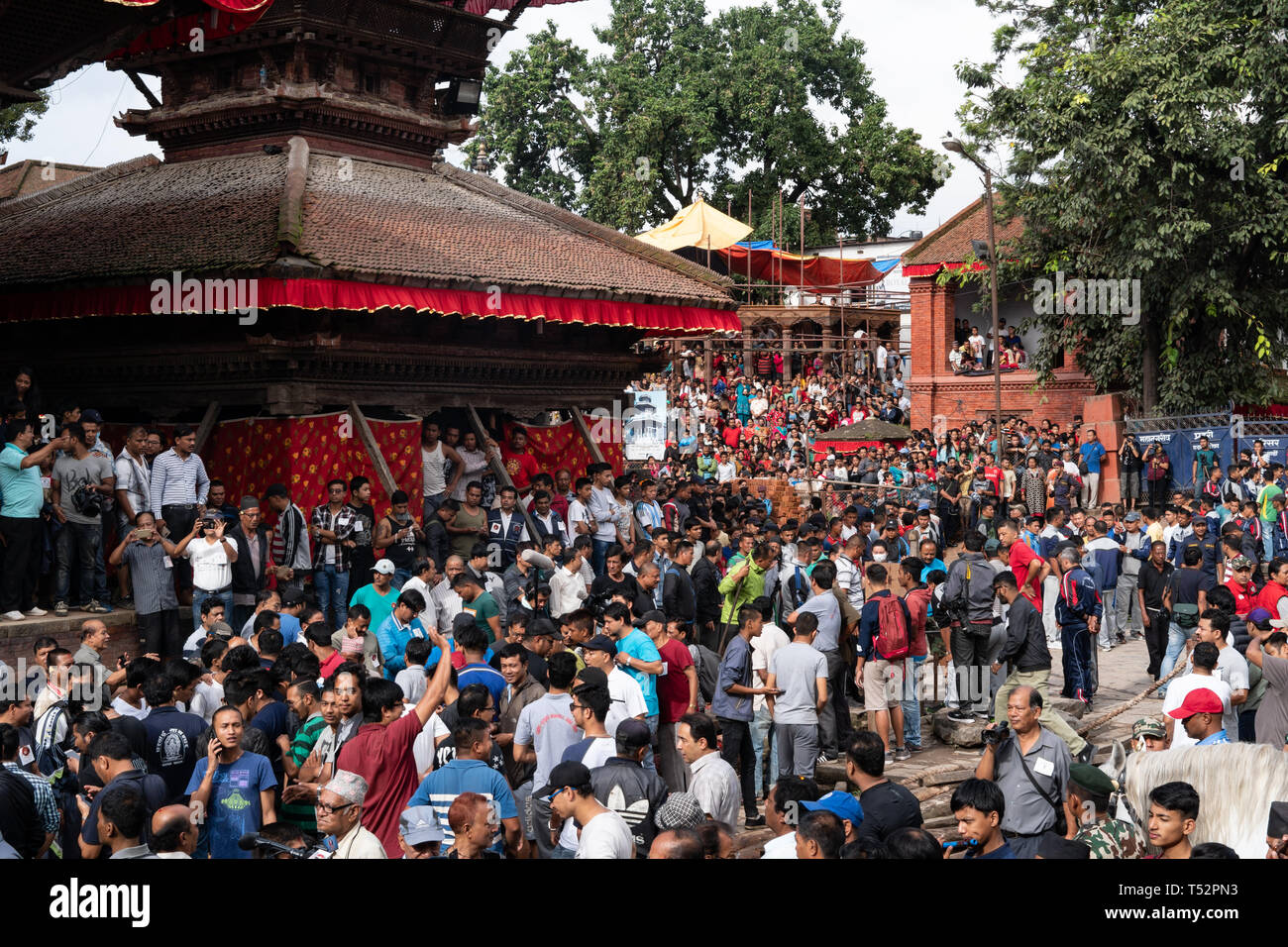 Kathmandu, Nepal - September 03, 2017: Huge crowd gathers in the ...
