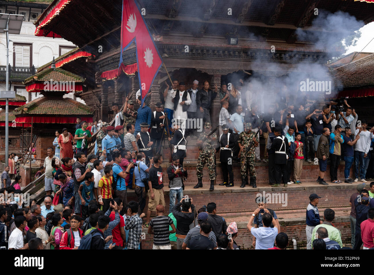 Kathmandu, Nepal - September 03, 2017: Huge crowd gathers in the ...