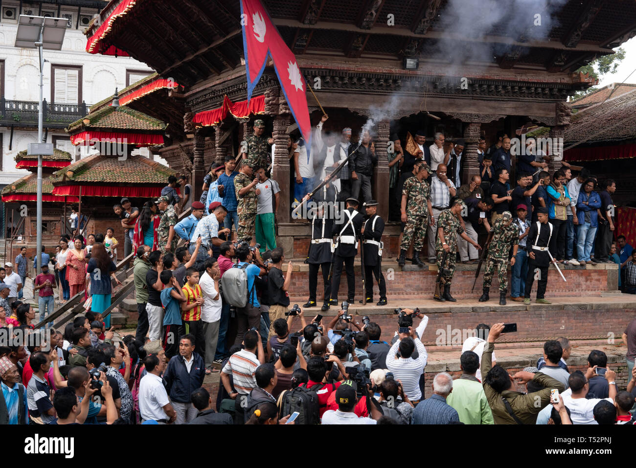 Kathmandu, Nepal - September 03, 2017: Huge crowd gathers in the ...