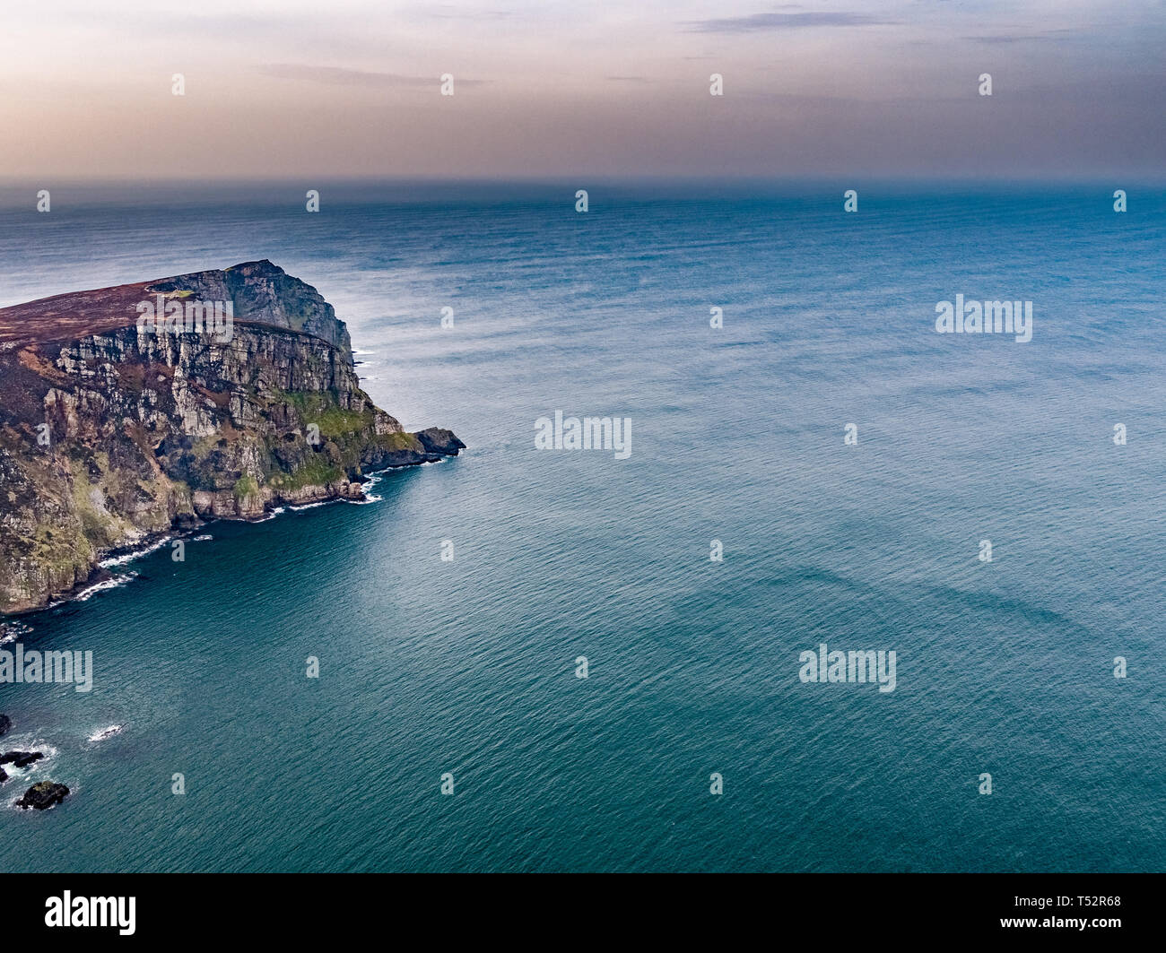 Aerial view of the cliffs of horn head at the wild atlantic way in ...