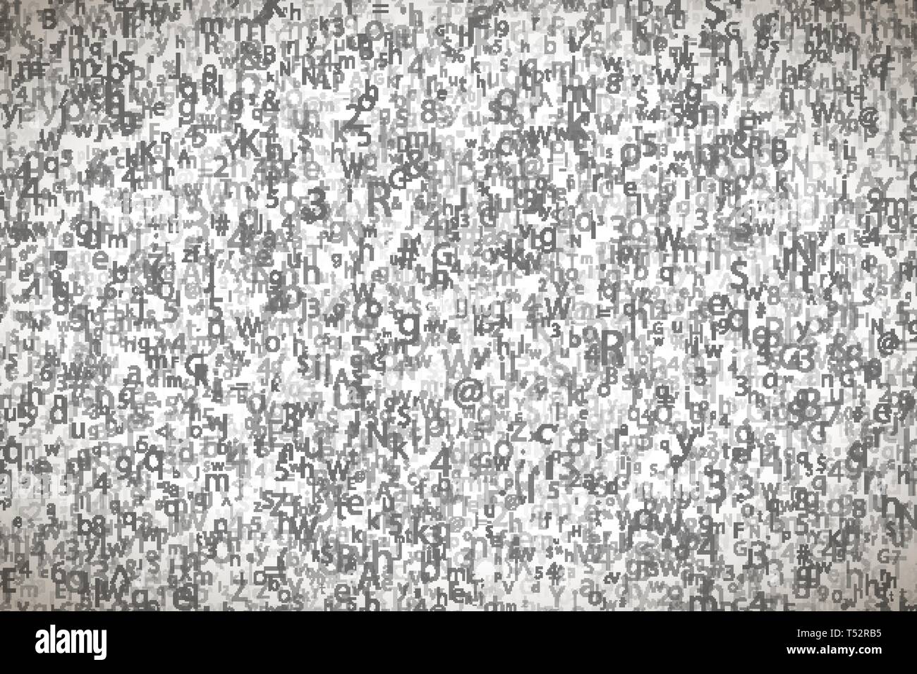 Many Abstract Chaotic Complicated Crypto Symbols On White Data Encryption Binary Code Concept
