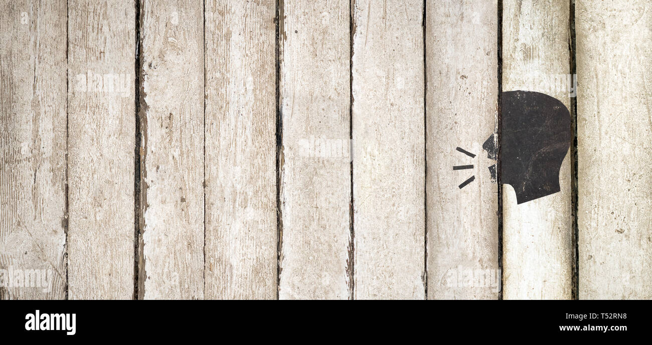 Male conversation icon illustration on wooden background. Speaking club ...