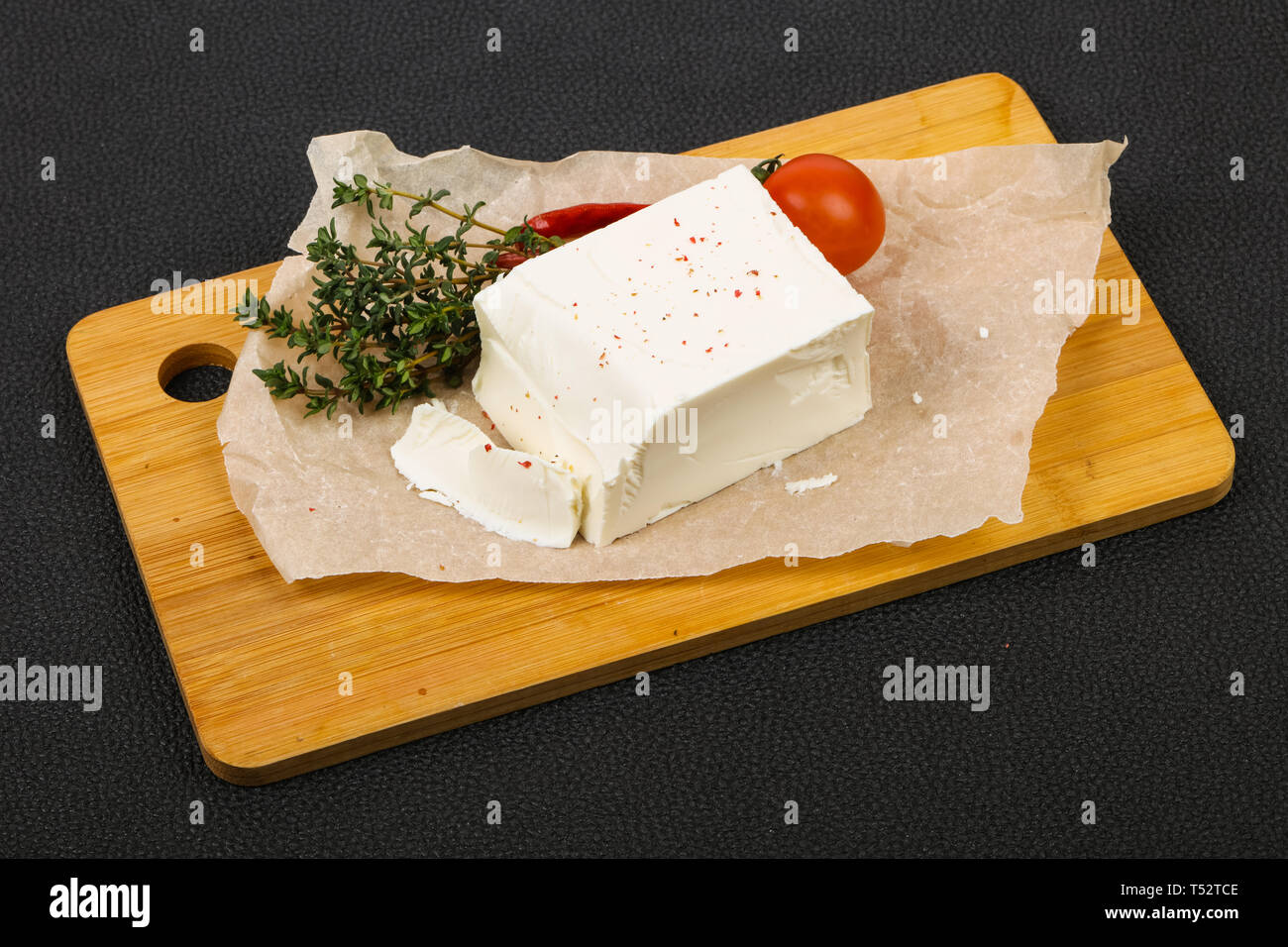 Traditional Feta Cheese served thyme Stock Photo - Alamy