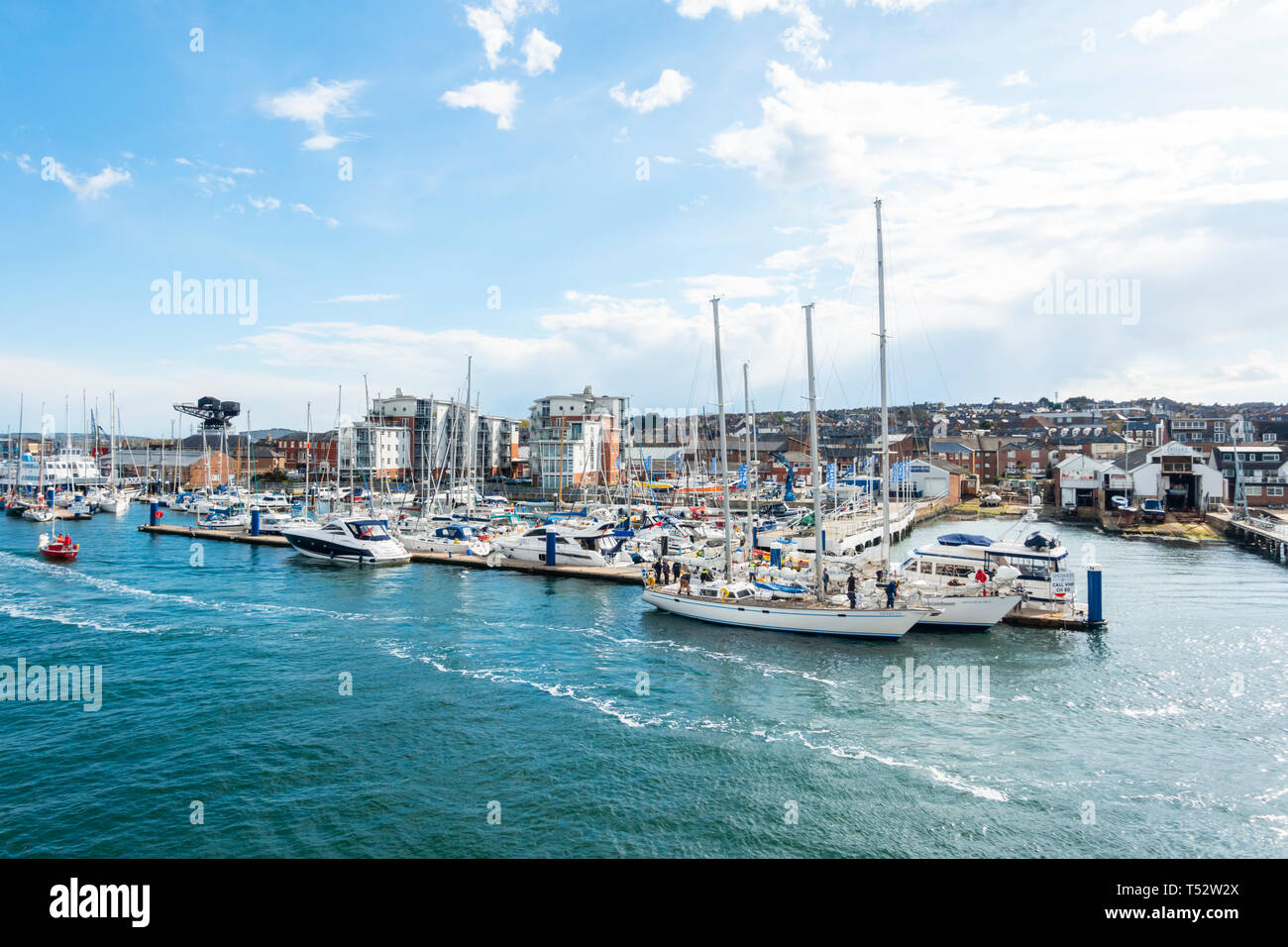 Yachts and power boats at East Cowes Marina on the Isle of Wight ...