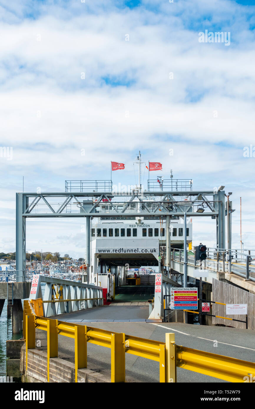 The Red Funnel Ferry terminal at East Cowes on the Isle of Wight ...