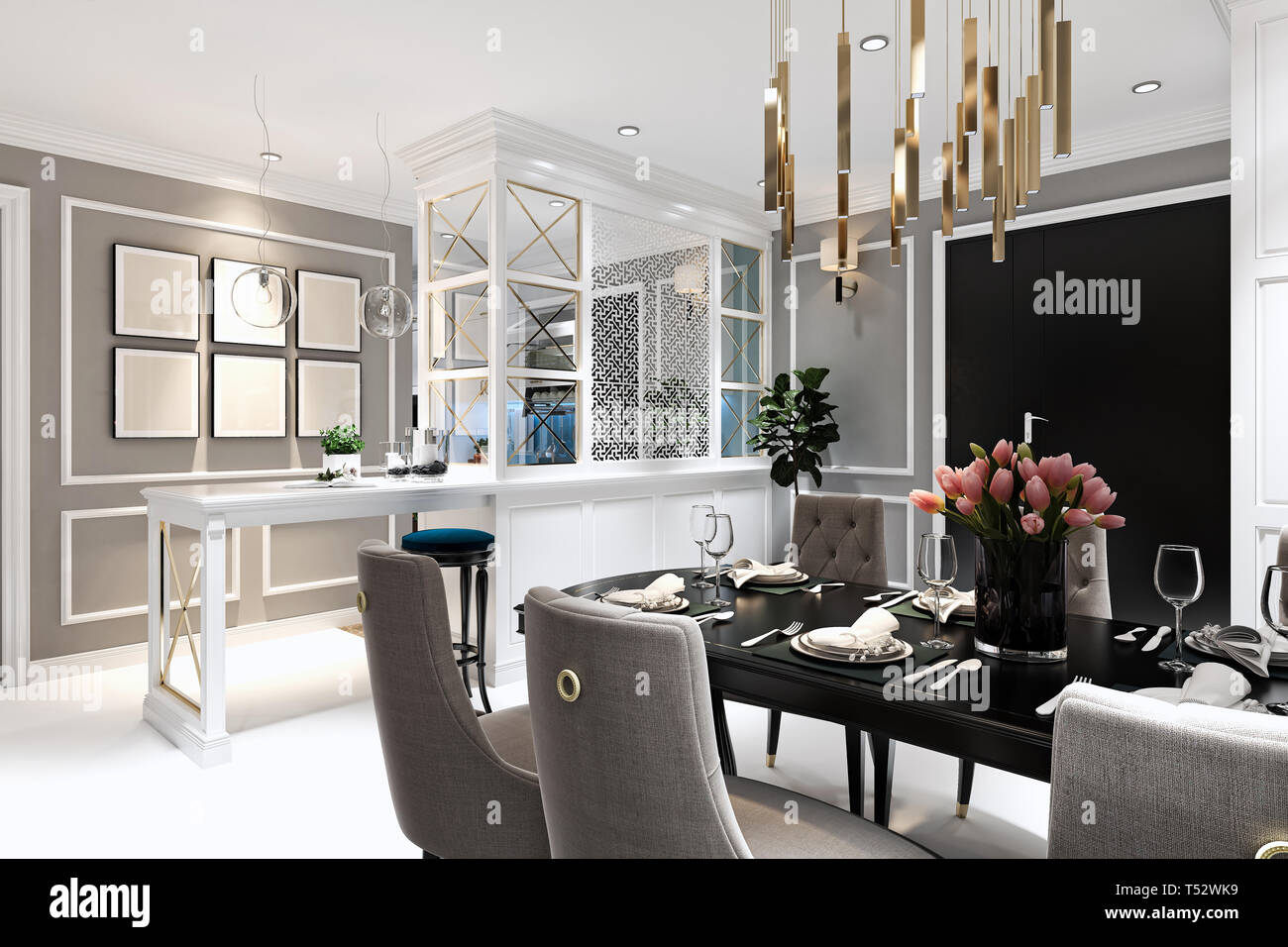 3d render home interior Stock Photo - Alamy