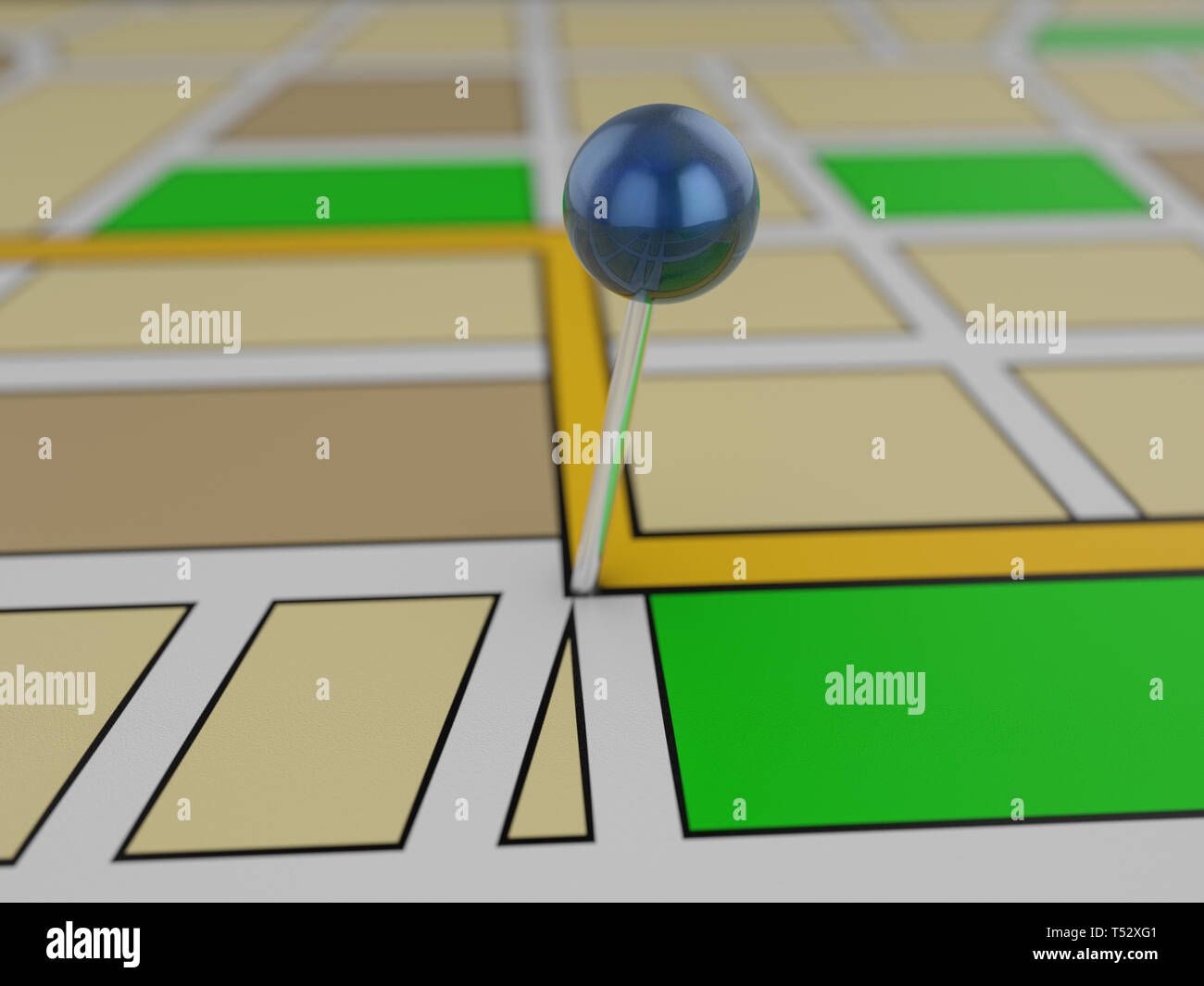 Map marker on city map. 3D illustration Stock Photo - Alamy