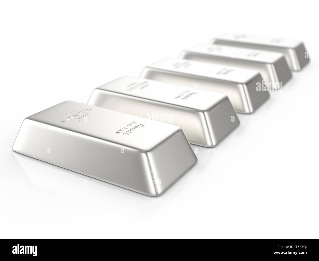 Silver bars on a white background. 3d illustration Stock Photo - Alamy