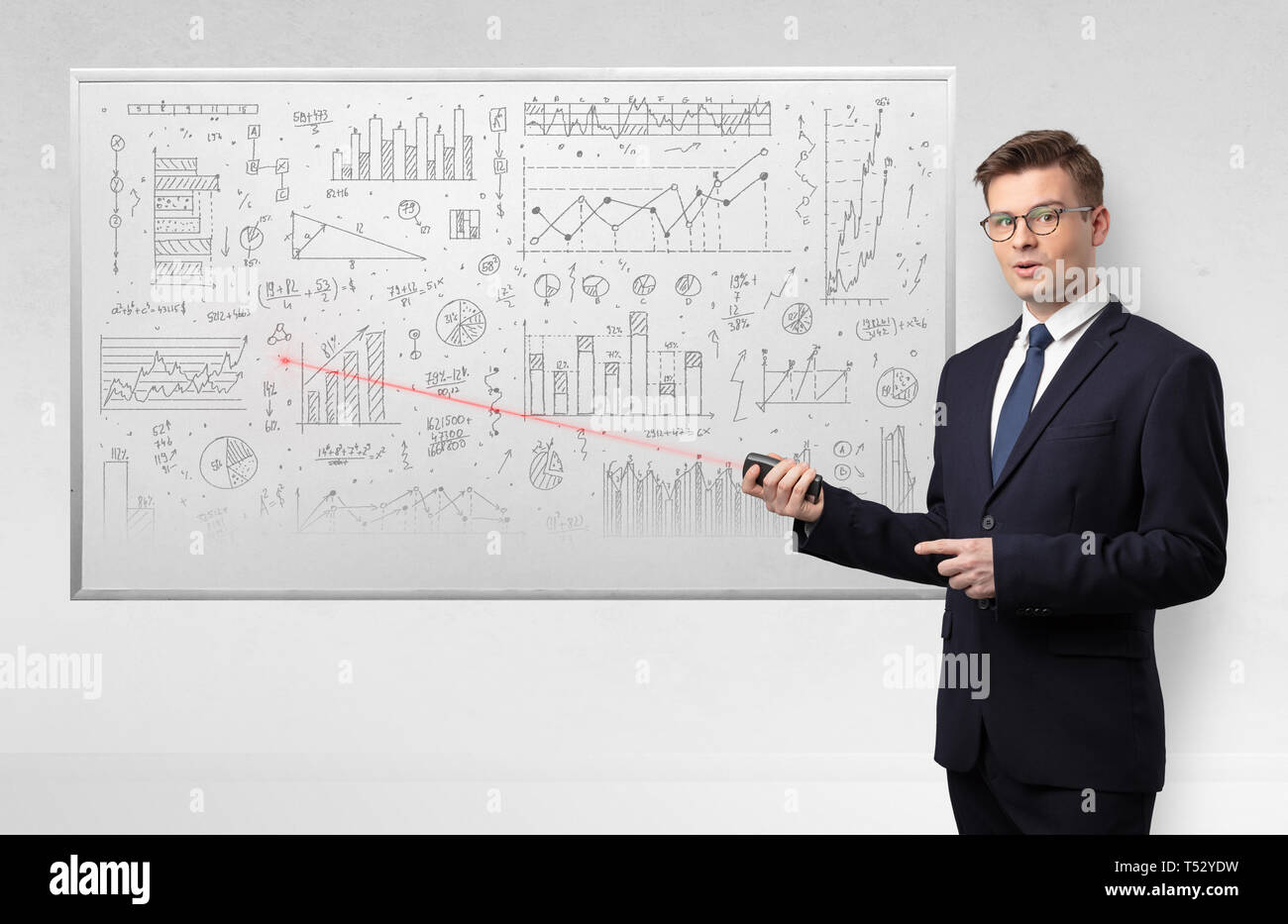 Professor with laser pointer teaching geometry Stock Photo - Alamy