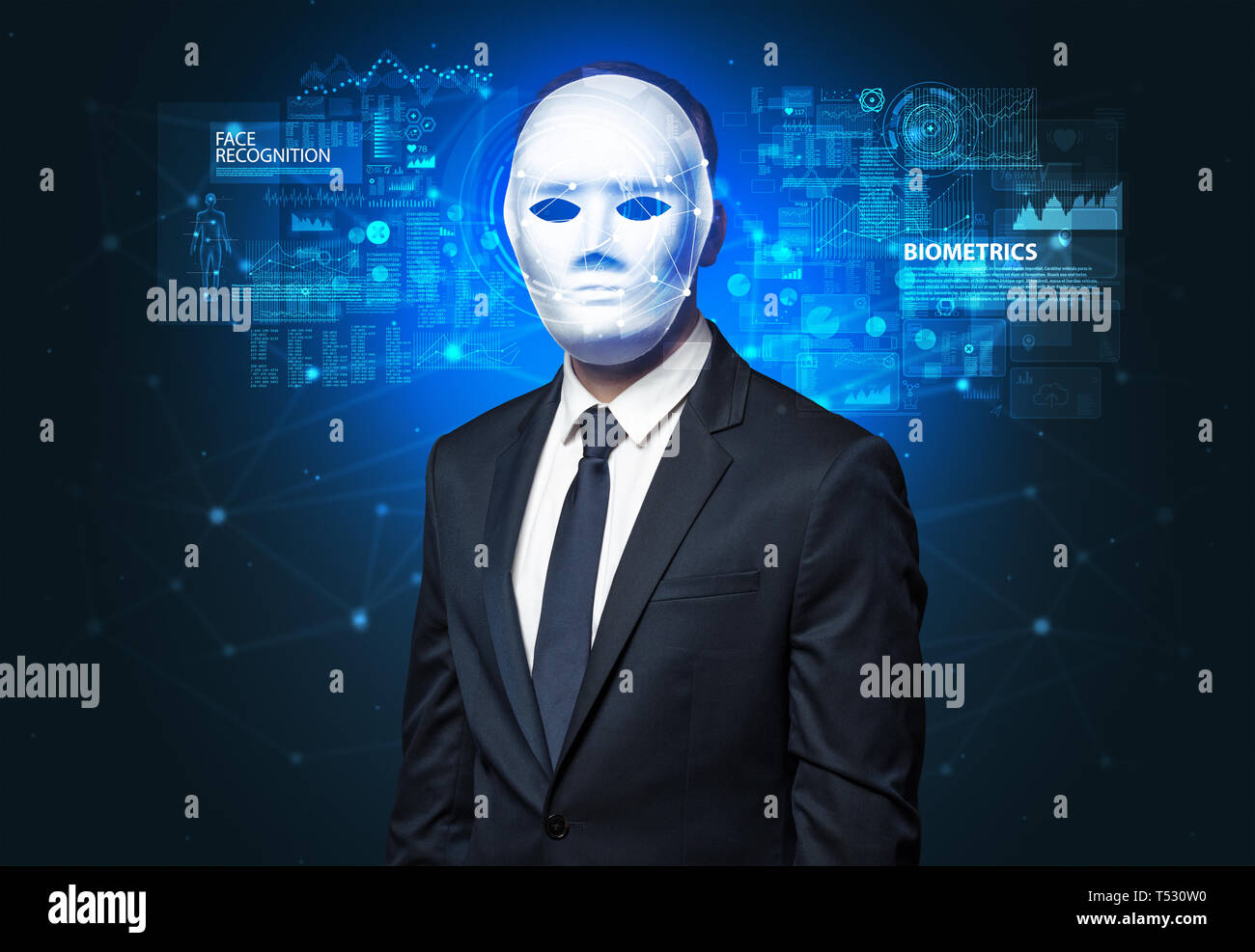 Biometric verification - young man face recognition concept Stock Photo ...