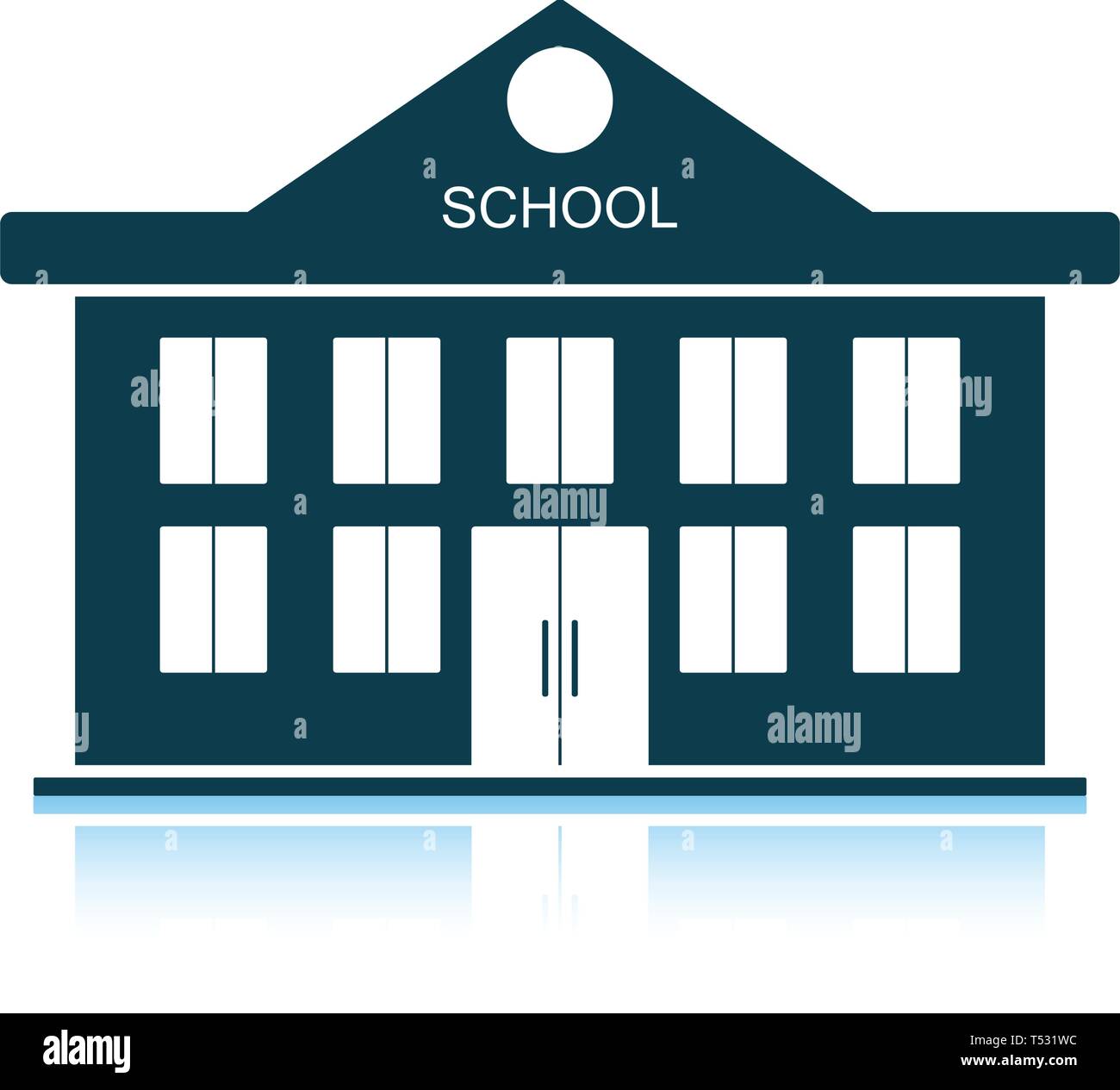 School building icon. Shadow reflection design. Vector illustration ...