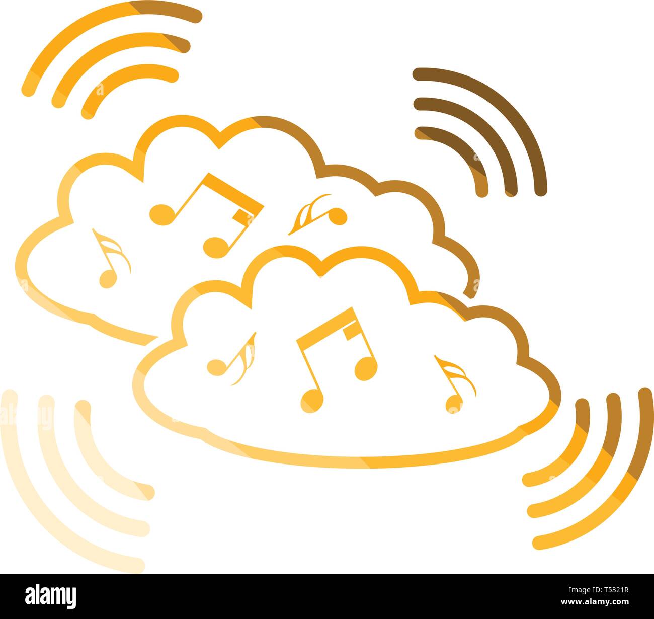 Music cloud icon. Flat color design. Vector illustration Stock Vector ...