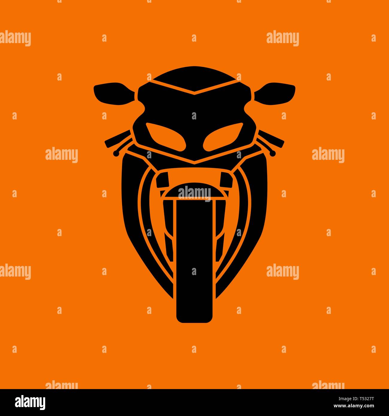 Motorcycle icon front view. Black on Orange background. Vector ...