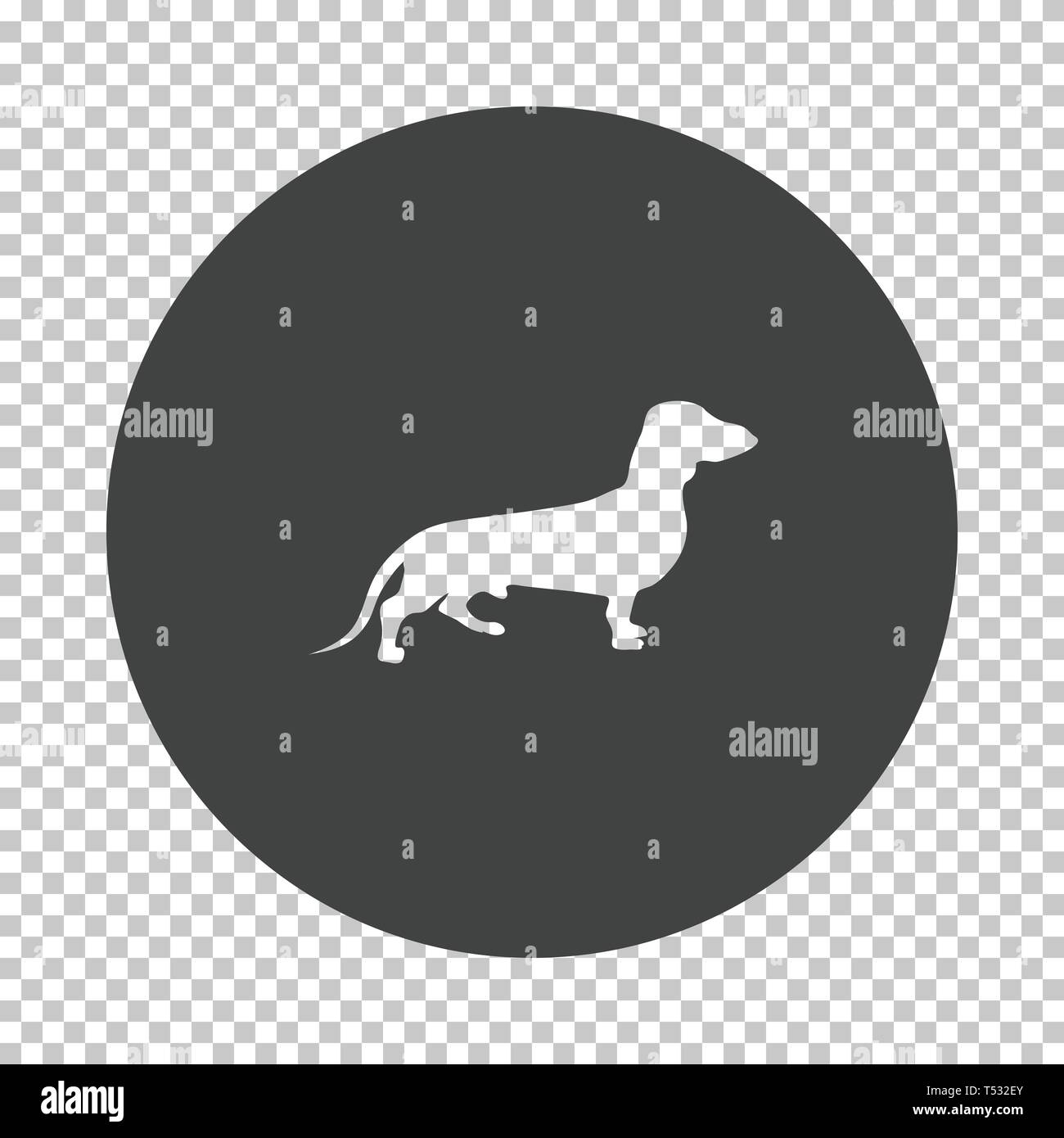 Dachshund dog icon. Subtract stencil design on tranparency grid. Vector ...