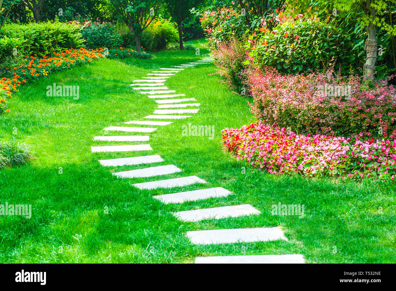 A winding path in the garden Stock Photo - Alamy