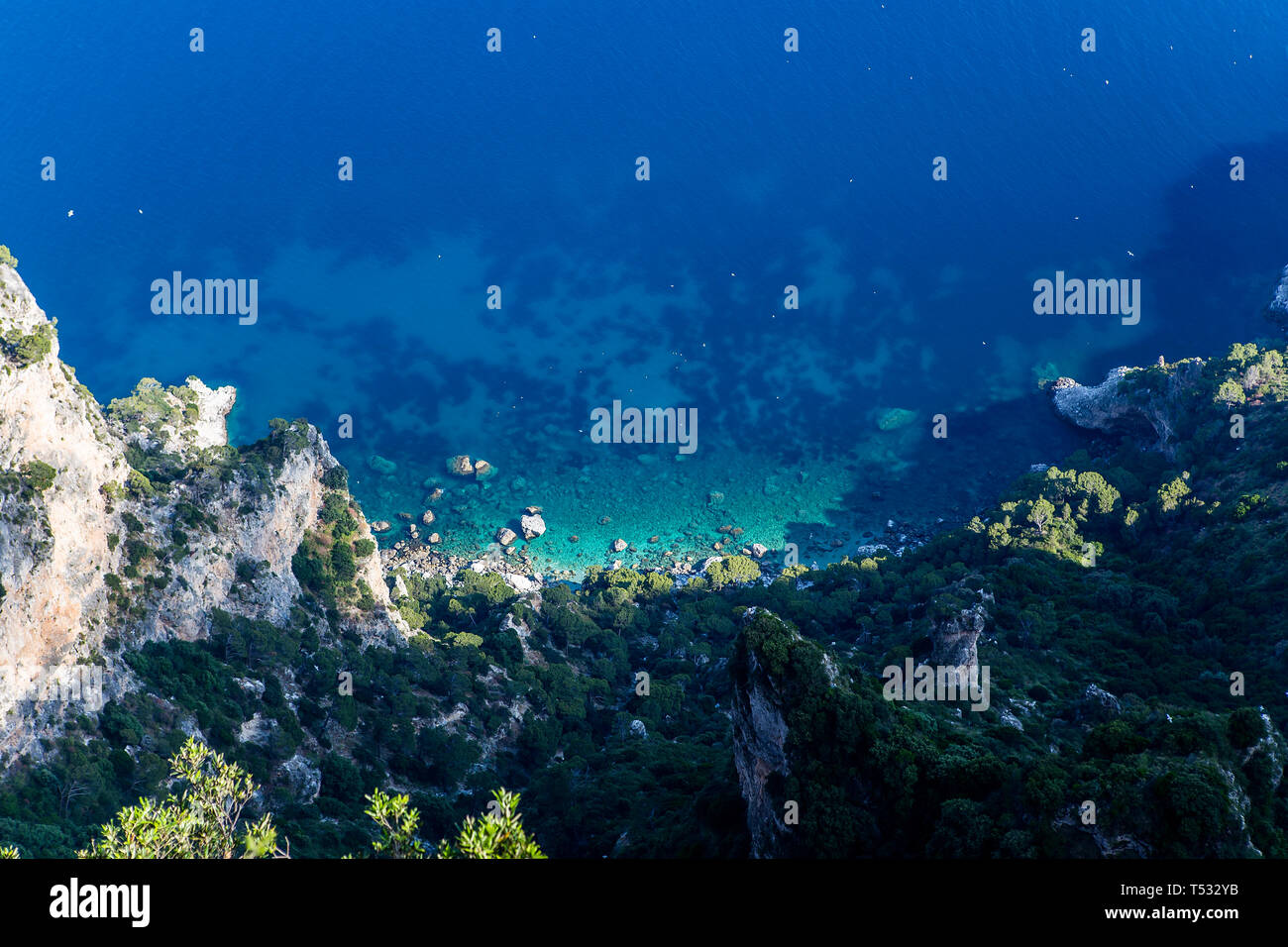 cliffs of Capri island, in summertime, Capri, Italy Stock Photo - Alamy