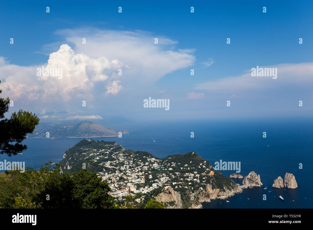 cliffs of Capri island, in summertime, Capri, Italy Stock Photo - Alamy