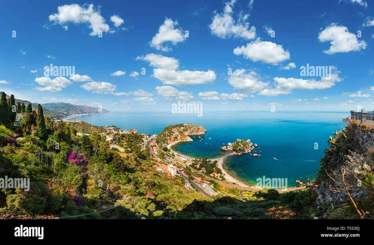 Beautiful Taormina panoramic view from up (Stairs to Taormina), Sicily ...