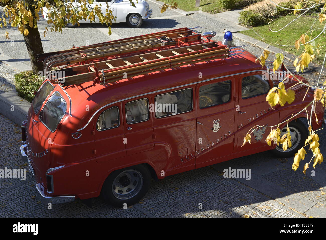 historic Austin fire-fighting car, used by a voluntary portuguese fire ...