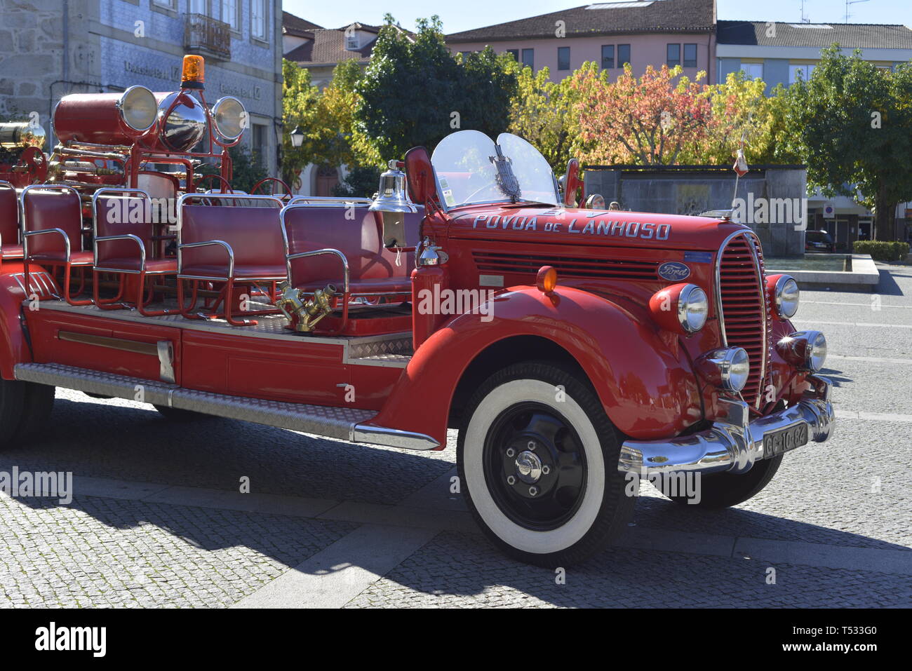 historic Ford fire-fighting car, used by a voluntary portuguese fire ...