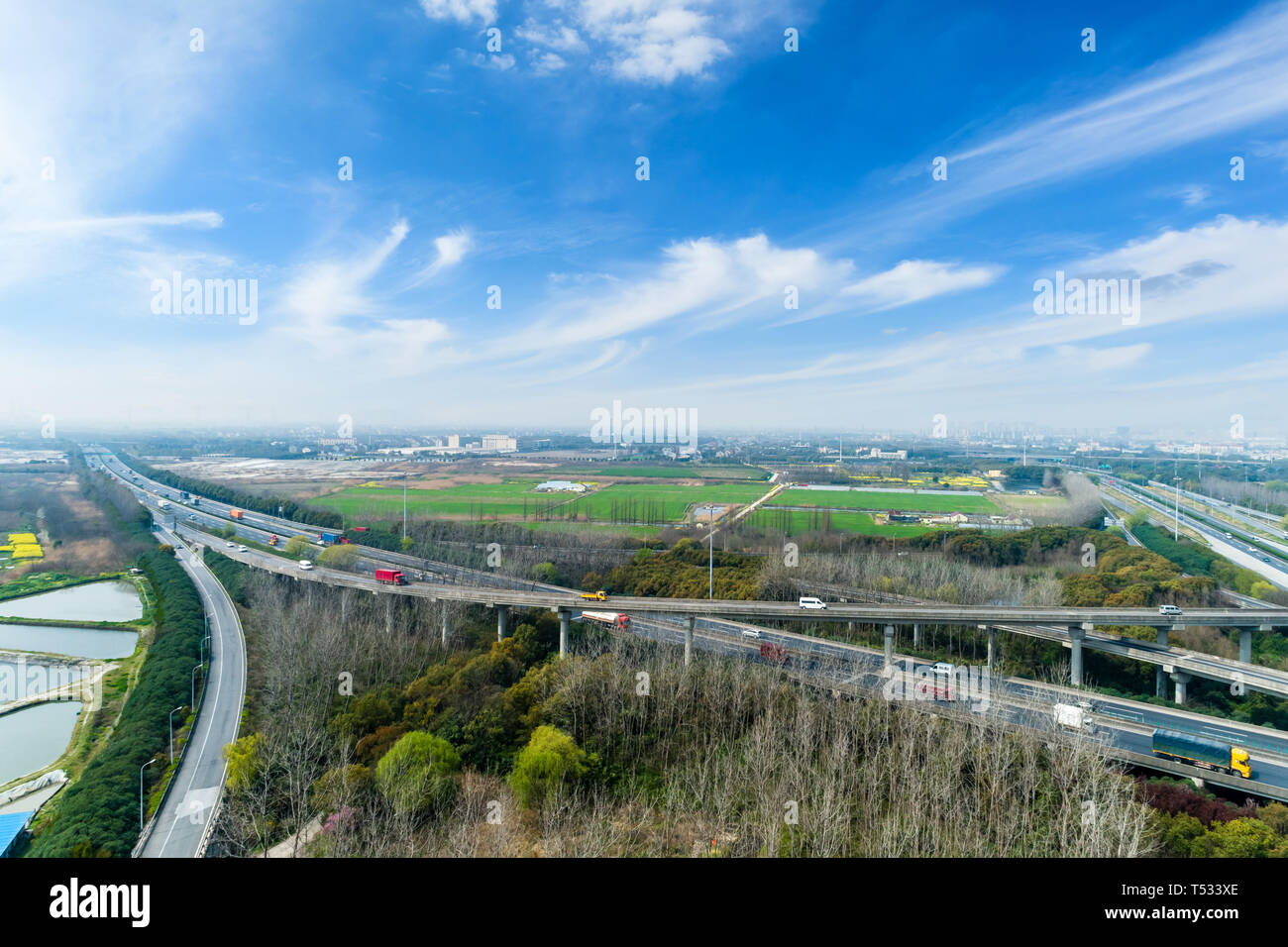 Aerial view of highway and overpass in Shanghai Stock Photo - Alamy