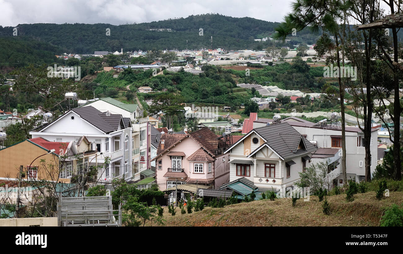 Dalat, Vietnam - Sep 14, 2018. Aerial view of Dalat, Vietnam. Dalat is ...
