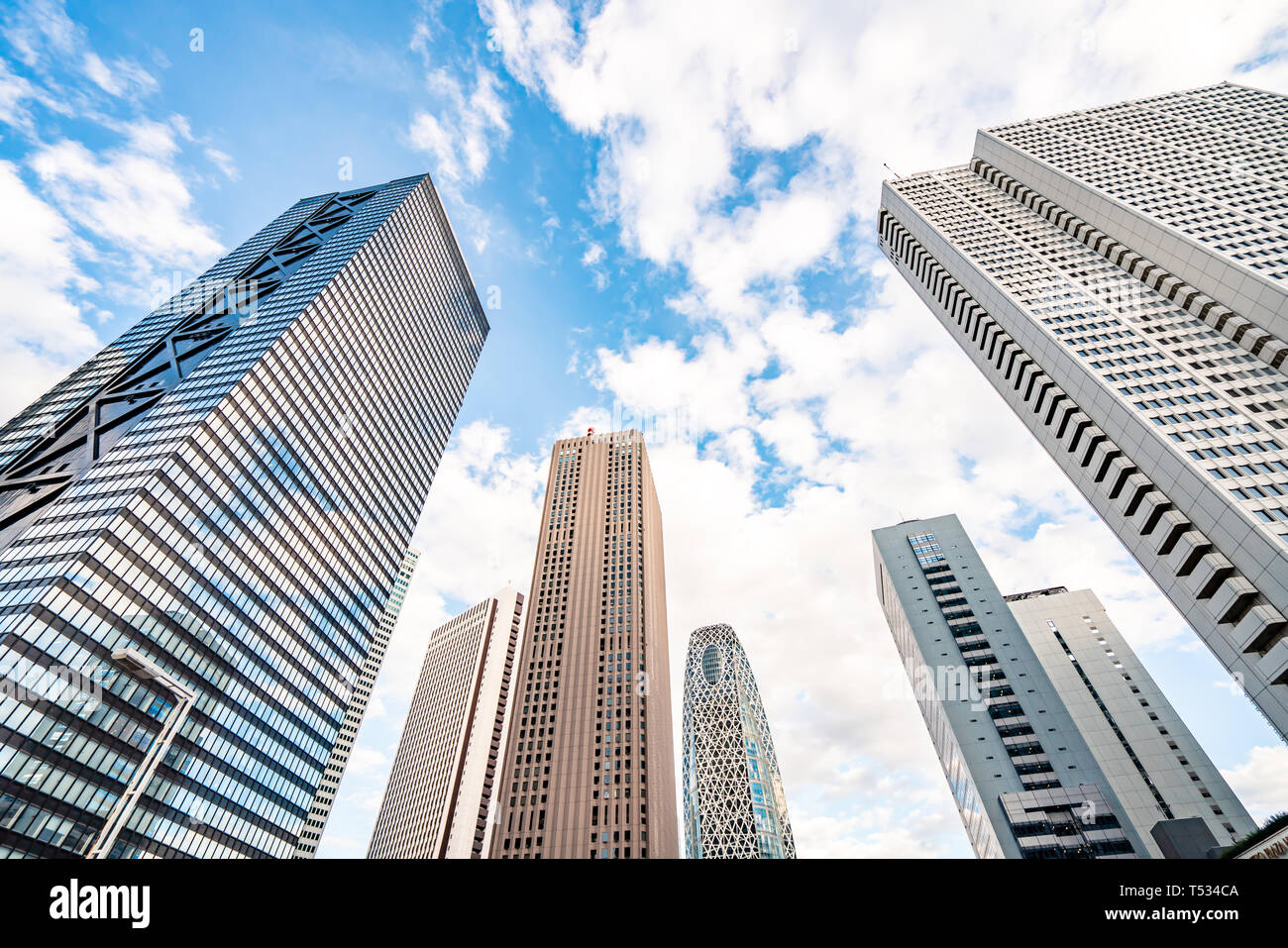 High-rise buildings and blue sky - Shinjuku, Tokyo, Japan Stock Photo ...