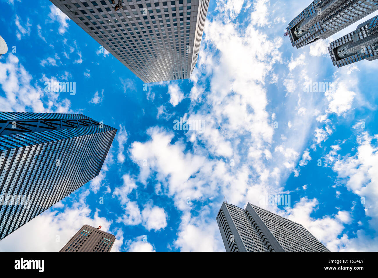 High-rise buildings and blue sky - Shinjuku, Tokyo, Japan Stock Photo ...