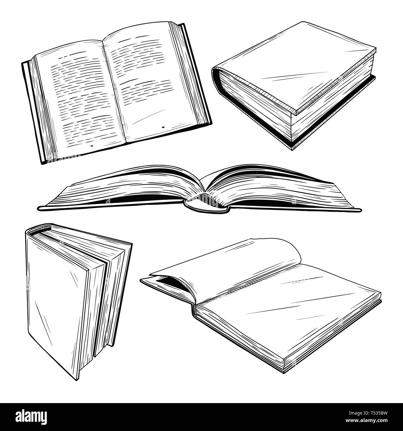 Set of different books on a white background. Vector illustration in ...