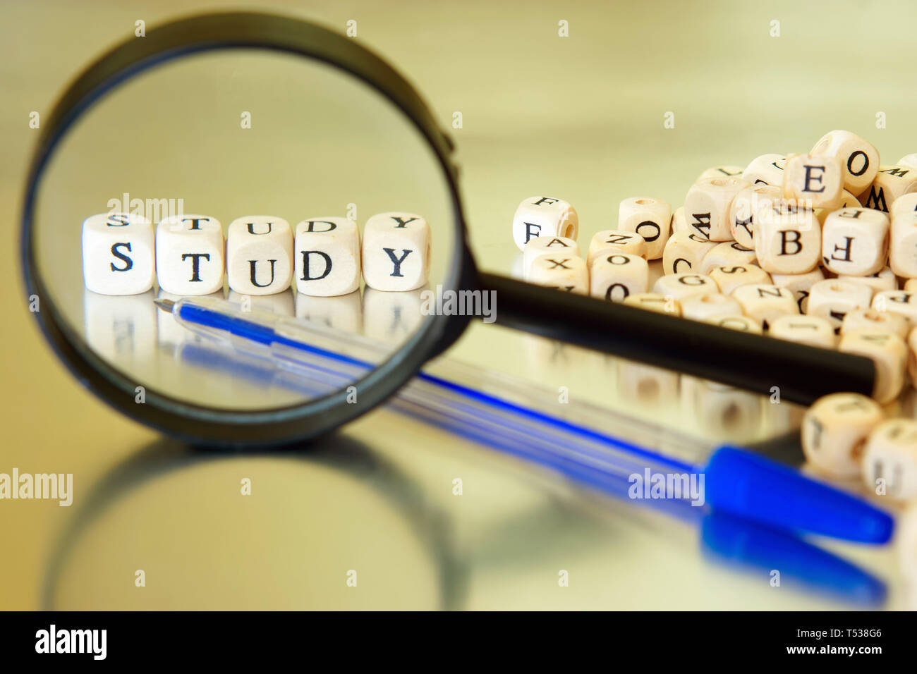 Inscription Study, lined with cubes. A look through a magnifying glass ...