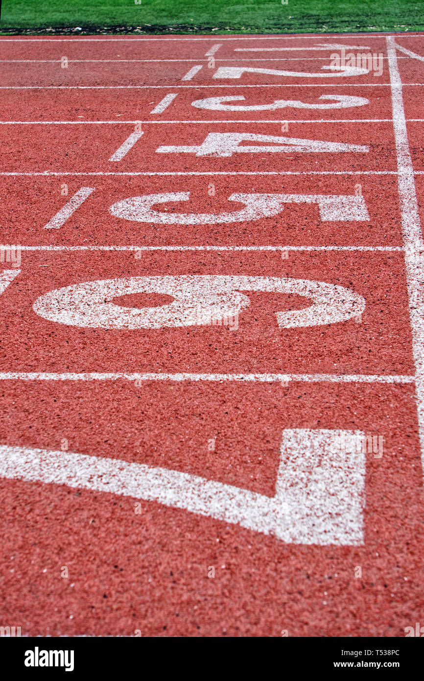 Cinder path in the stadium. Place to start and finish the race ...