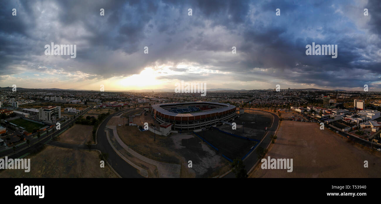 Panoramic Aerial View of local soccer stadium in Queretaro Stock Photo ...