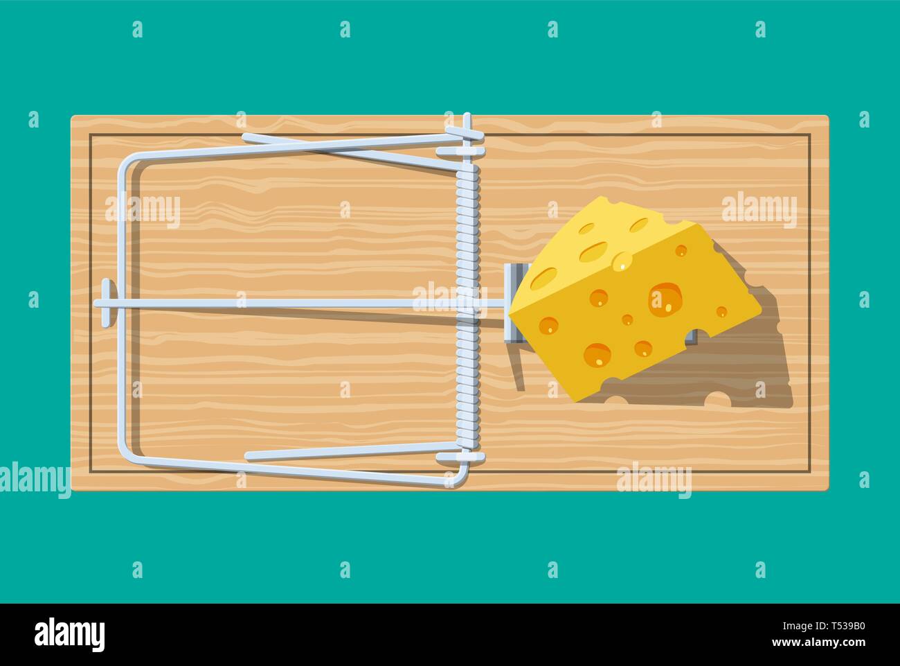 Wooden mouse trap with cheese, classical spring loaded bar trap. Top ...