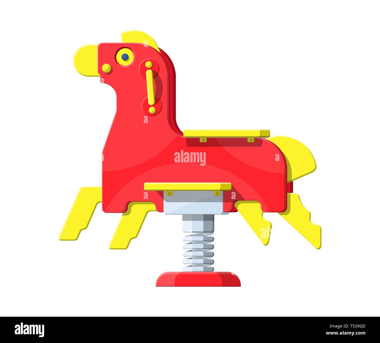 Rocking horse on white background. Horse toy on spring. Public ...