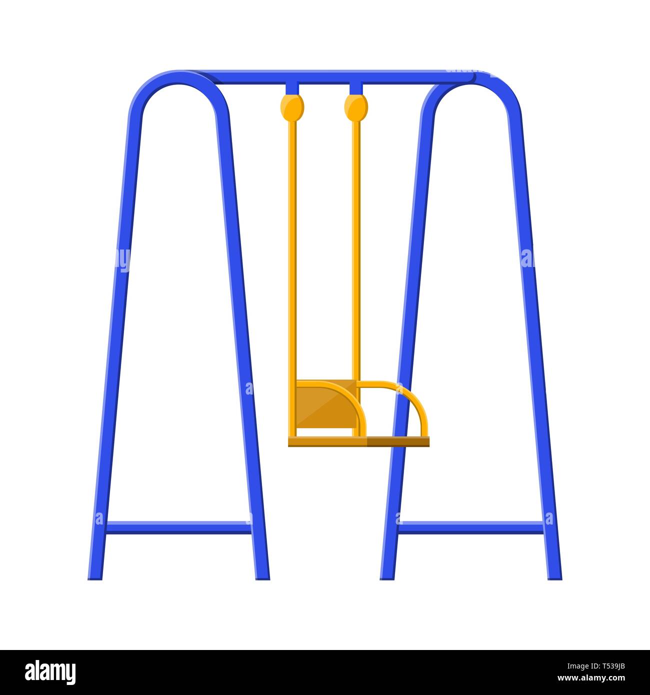 Kids swing isolated on white. Metal swing icon with seats. Kids ...