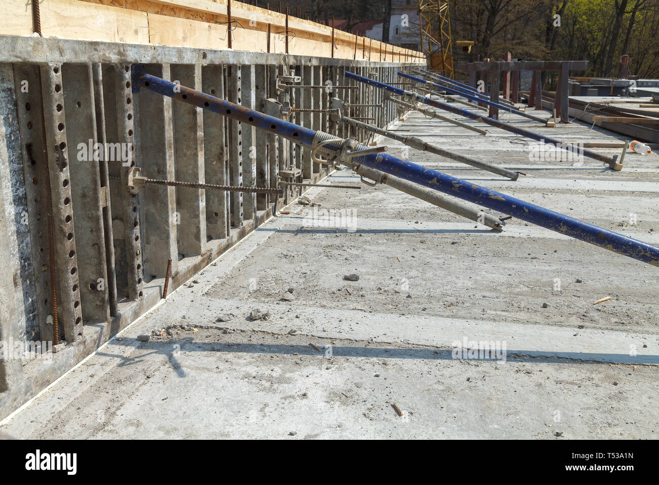 Construction of a new building, installation of metal structures in the ...