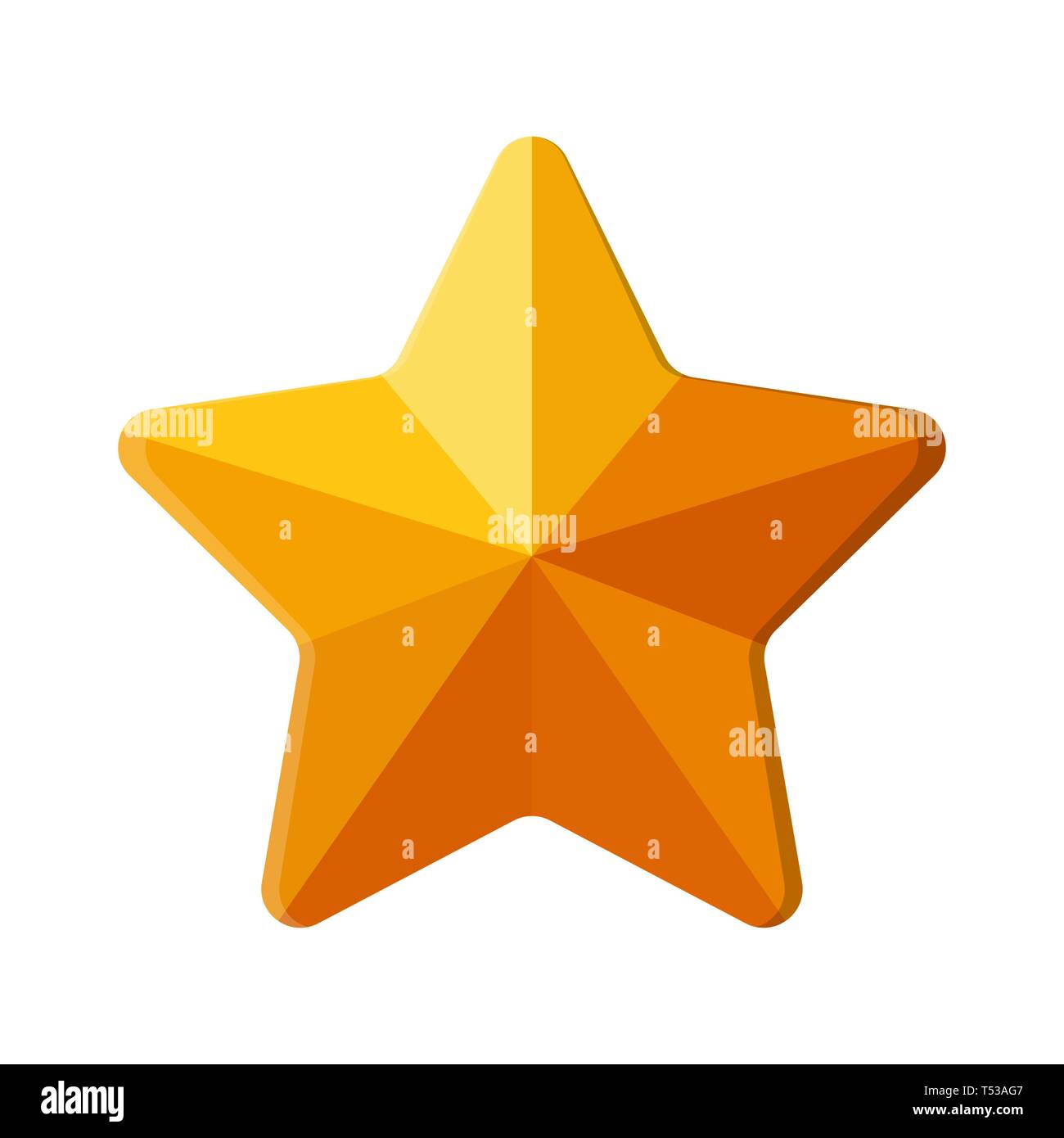 Star shape ornament on white background. Five corner gold star. Vector ...
