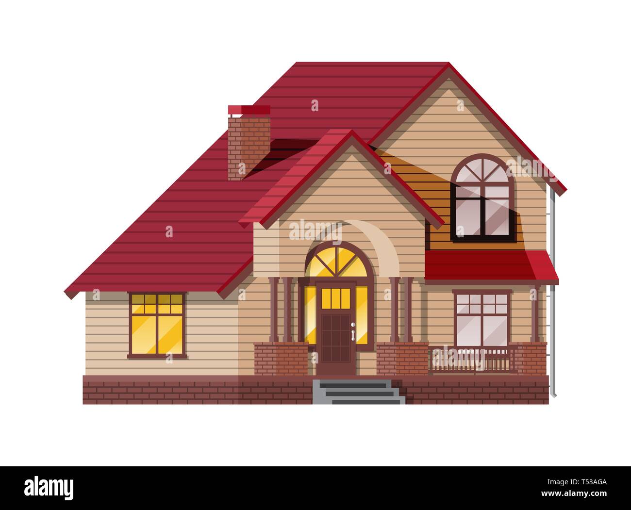 Suburban family house. Countryside wooden house icon. Isometric ...