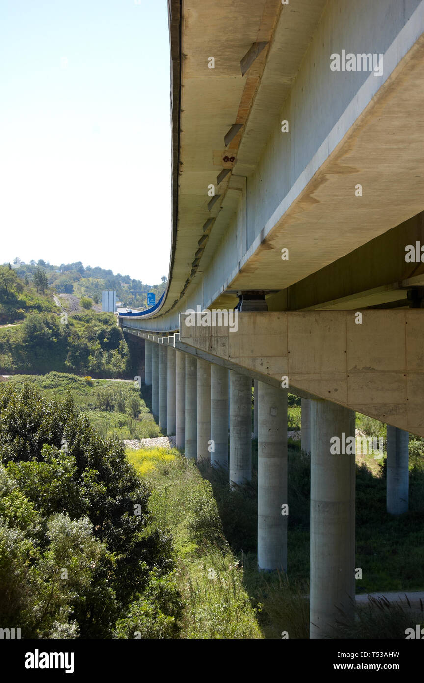 This image shows a view from a concrete bridge Stock Photo - Alamy