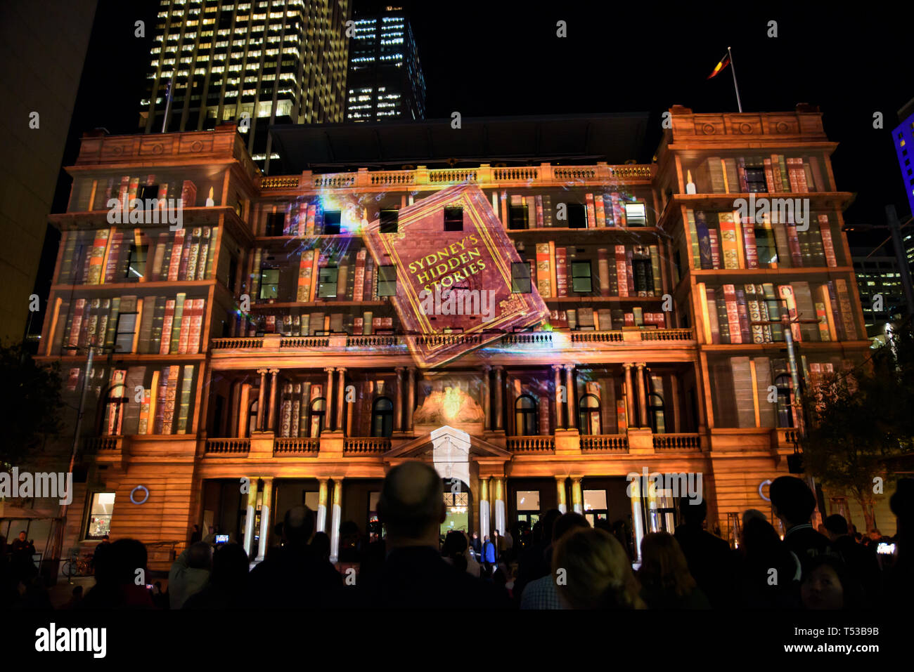 The light projection on Customs House for Vivid Sydney Festival Stock ...