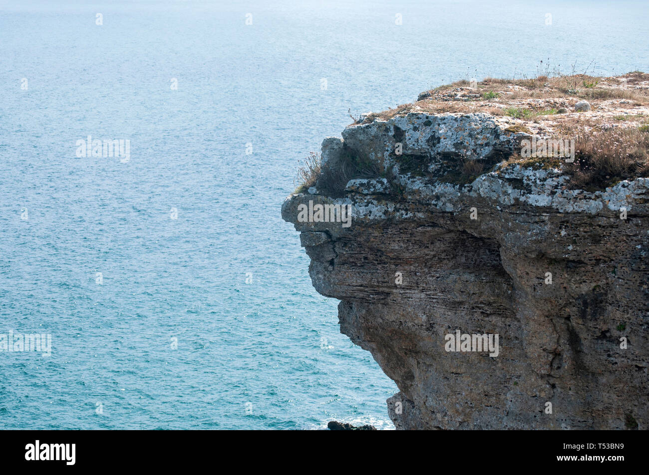 Summer sea shore landscape with blue waters and coastal rocks Stock ...