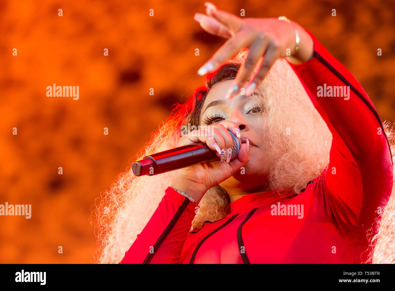 Denmark, Roskilde - July 6, 2018. The English rapper and singer ...