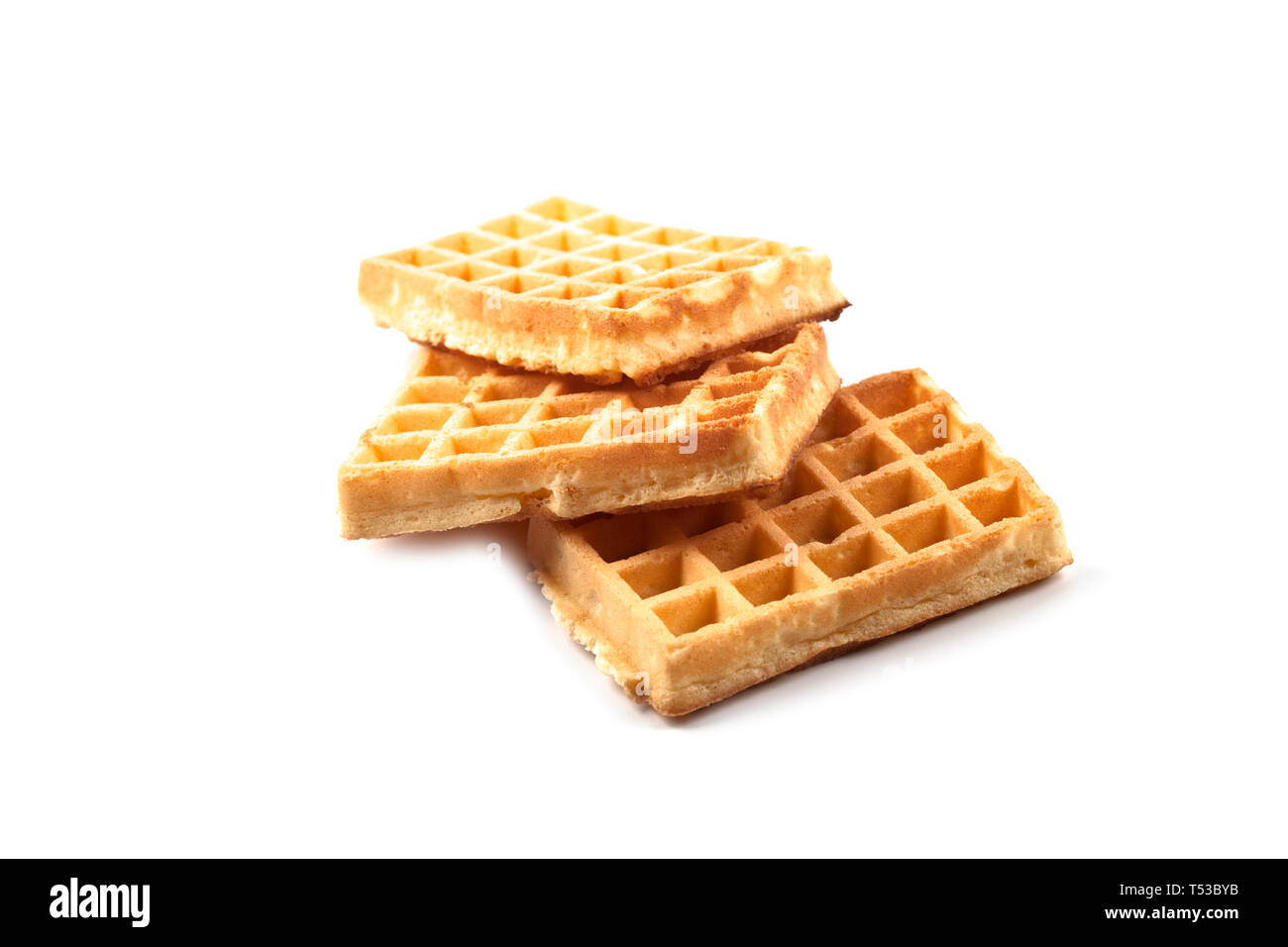 Belgium waffers isolated on white background. Ttree fresh baked wafers ...