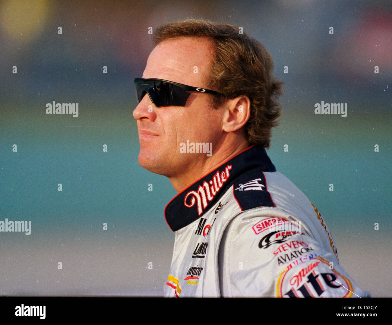 Rusty Wallace during driver introductions at the Penzoil 400 at ...