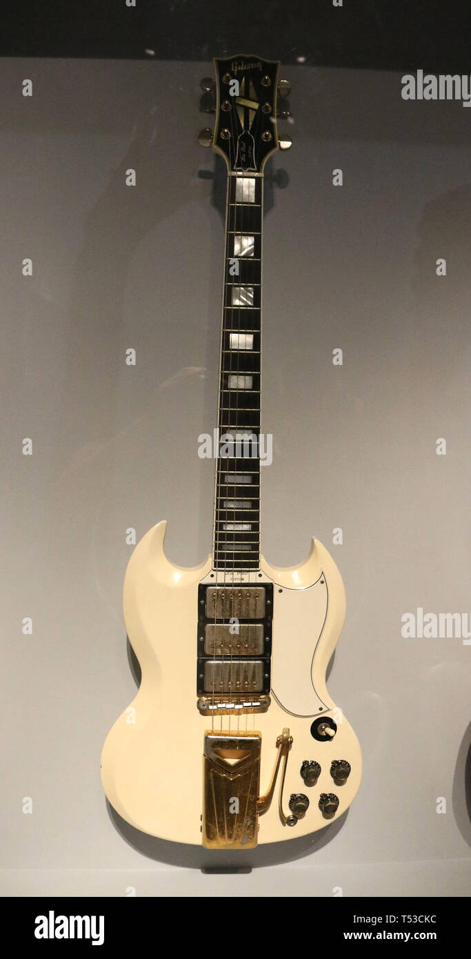April 20, 2019 - New York City, New York, U.S. - LES PAUL CUSTOM White ...