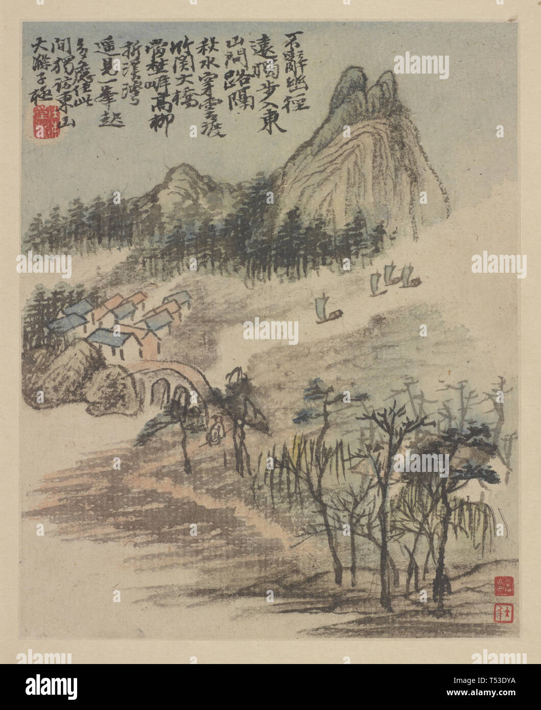 The Qing Dynasty Shi Tao "Yi Jinling Book" paper color, album, a total ...