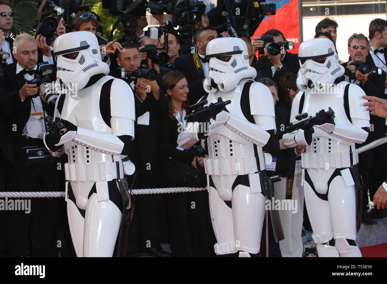CANNES, FRANCE. May 15, 2005: Star Wars stormtroopers at the gala ...