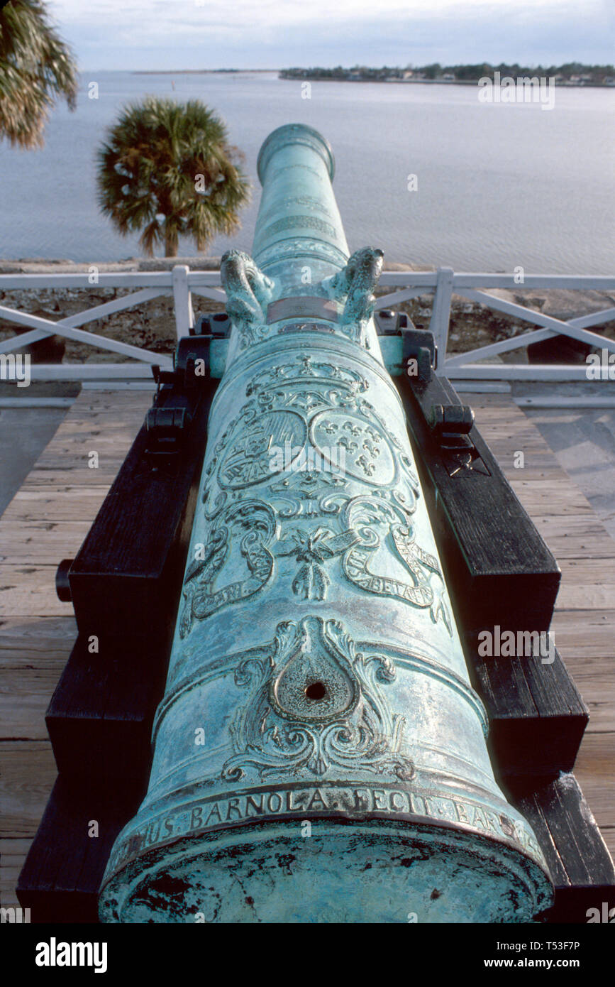 Florida St. Augustine Castillo de San Marcos original cannon facing ...