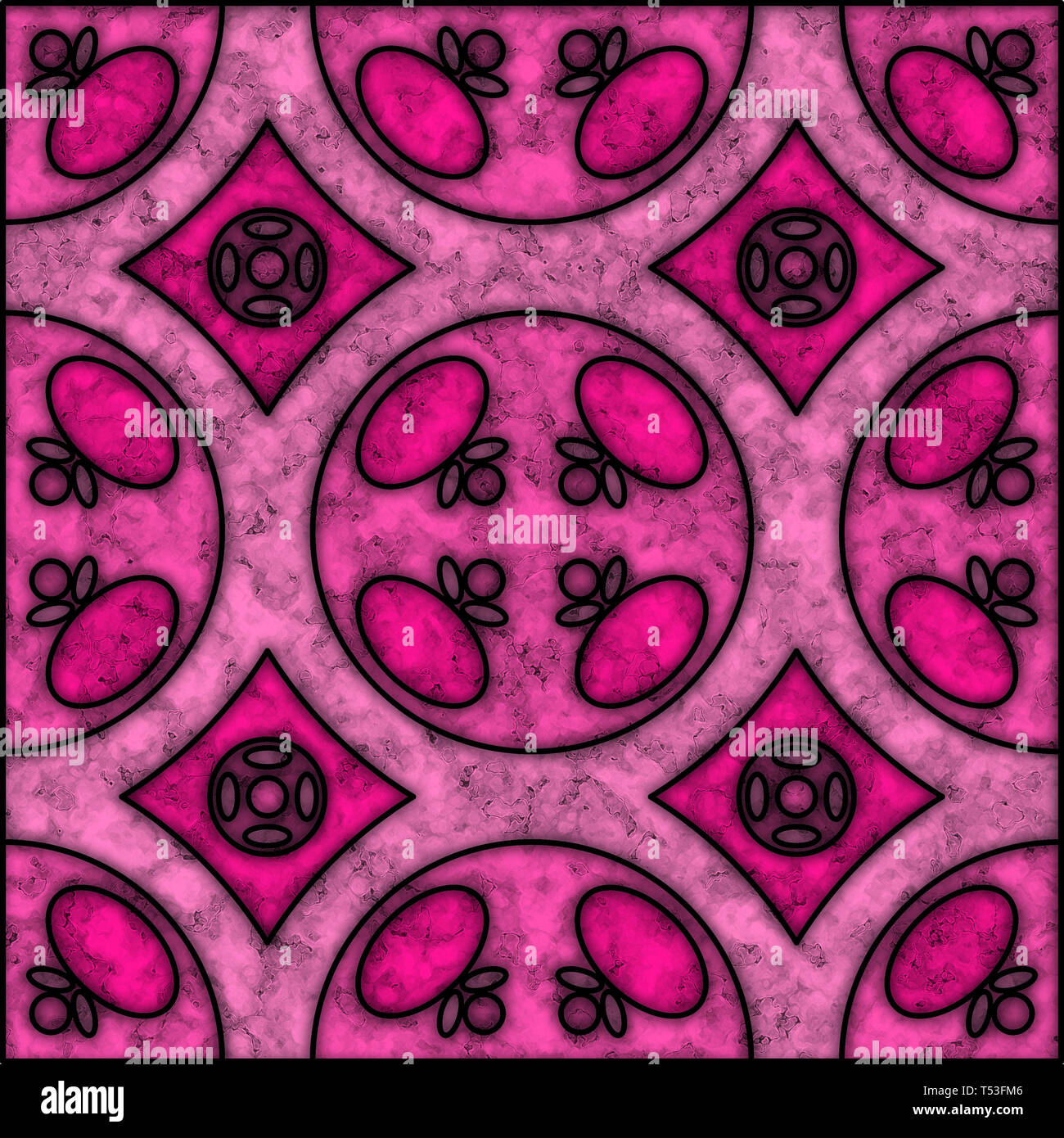 Magenta, violet and pink marble tile with abstract geometric pattern ...