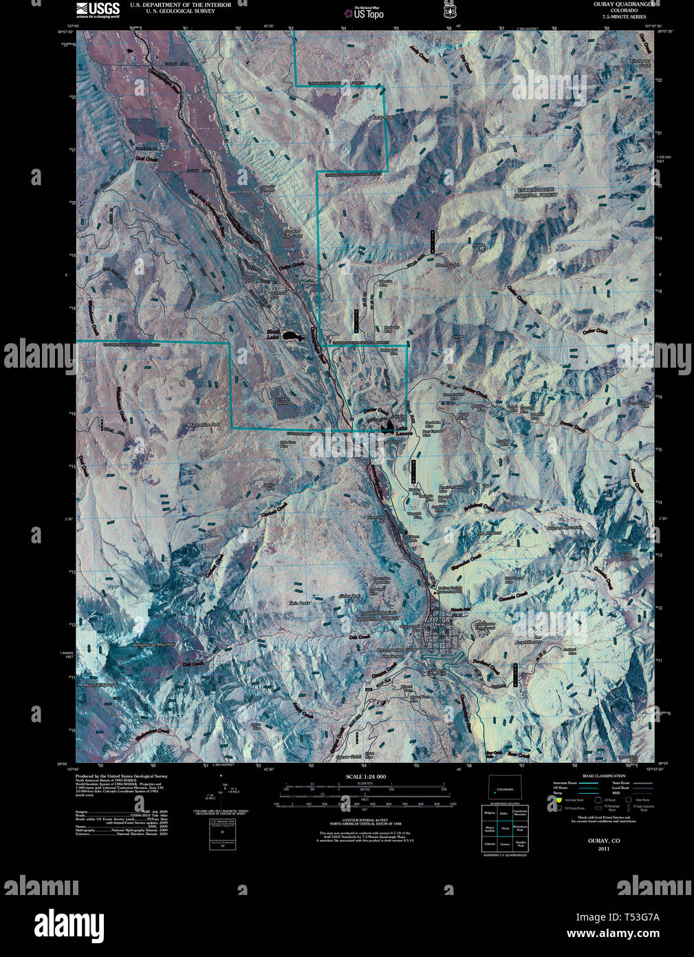 Ouray colorado map hi-res stock photography and images - Alamy